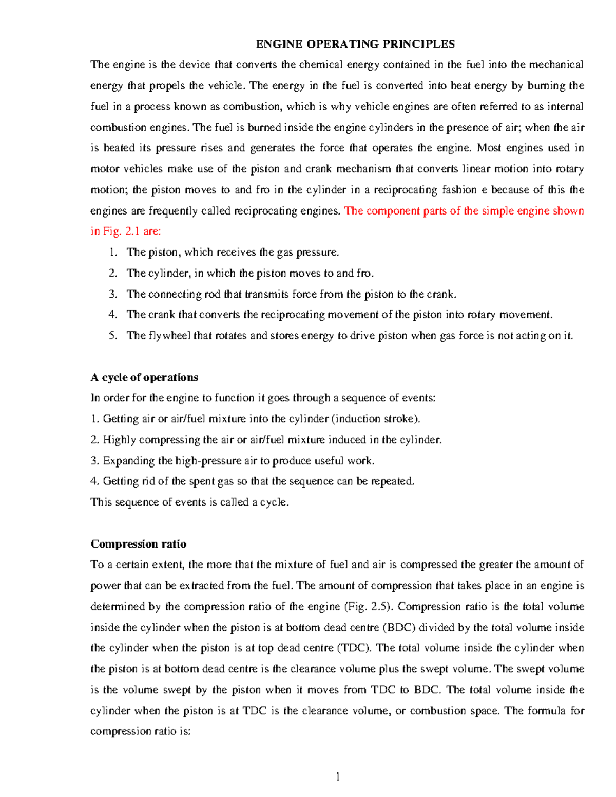 Engine Operating Principles Understanding Internal Combustion