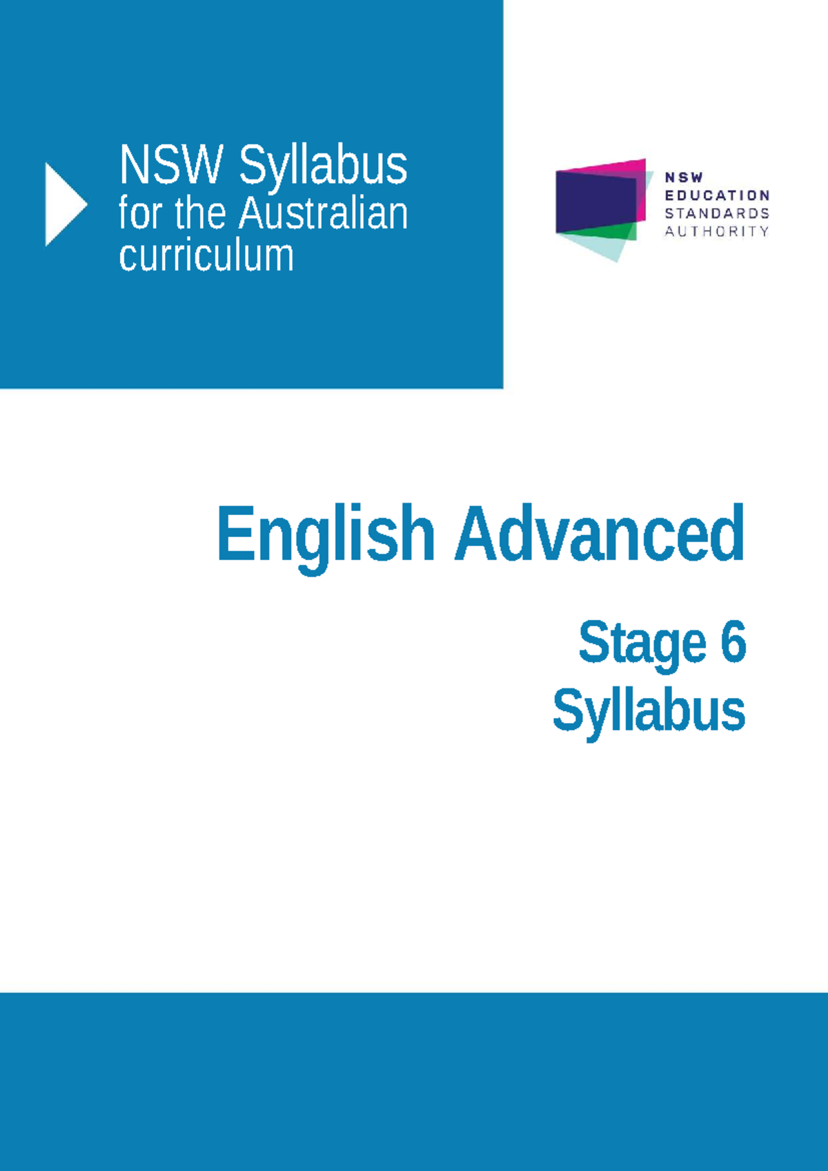 NSW English Advanced Stage 6 Syllabus Overview and Guidelines - Studocu