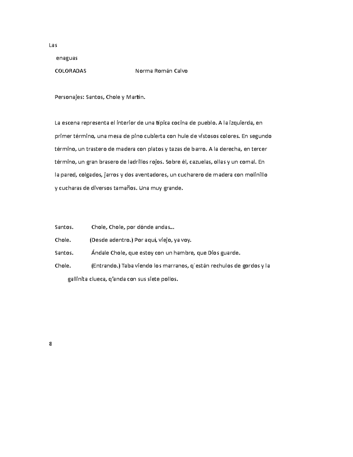 Las enaguas coloradas - Análisis de la obra teatral de Norma Román ...