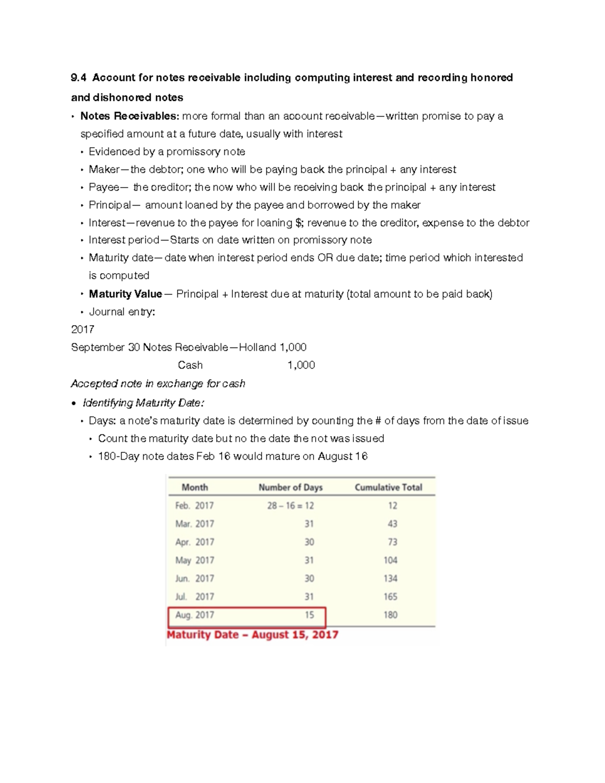 9.4 Account for notes receivable including computing interest and ...