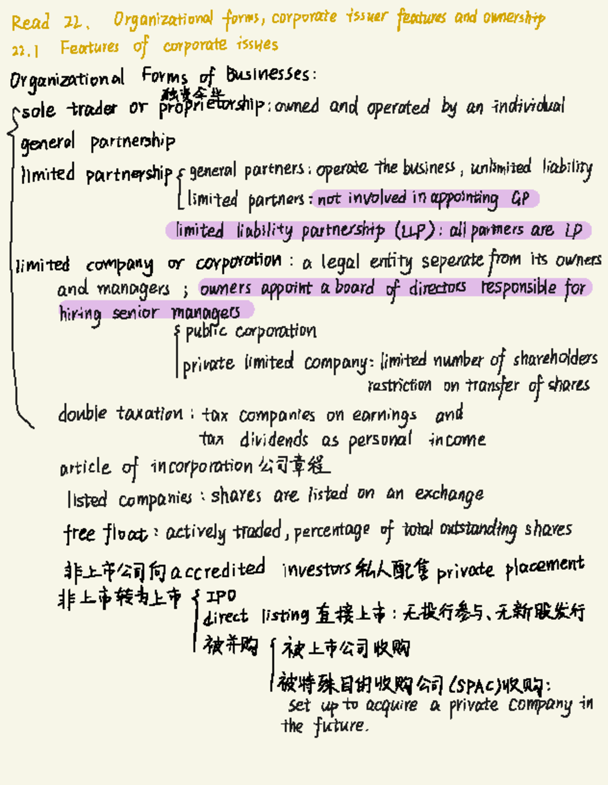 Cfa笔记 公司发行人 - deeeeeee - Readzz.0rganizationalforms - Studocu