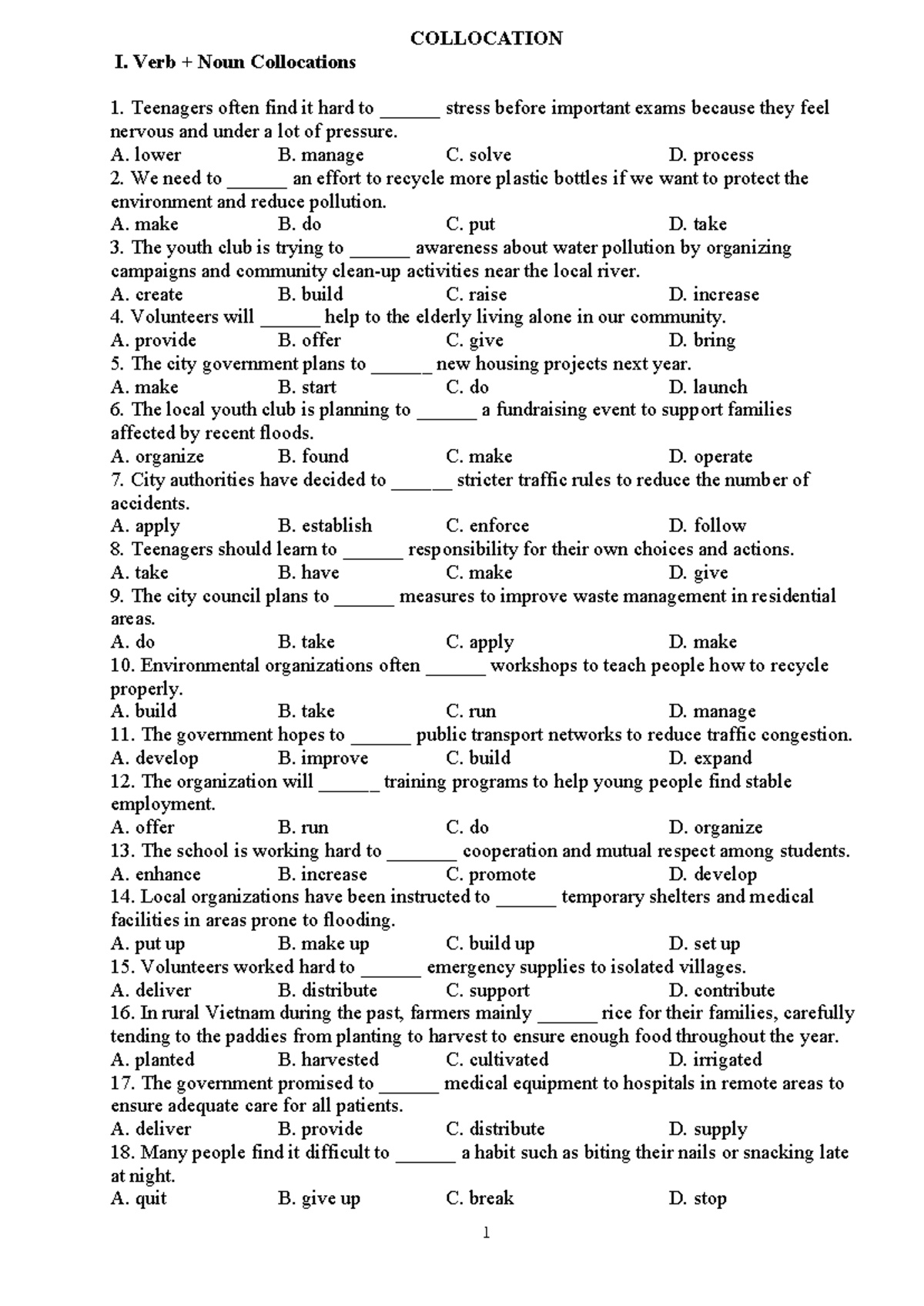 Collocations Study Guide: Understanding Verb, Adj, and Noun ...