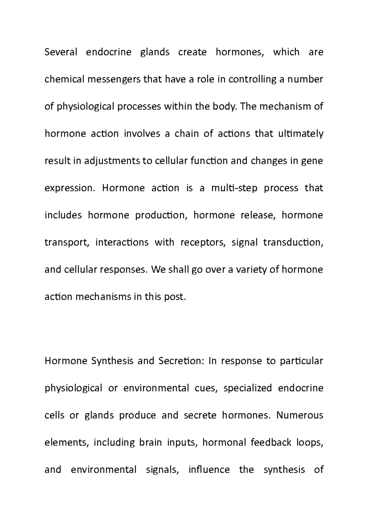 Hormone Action Mechanisms in Endocrinology: A Detailed Overview - Studocu