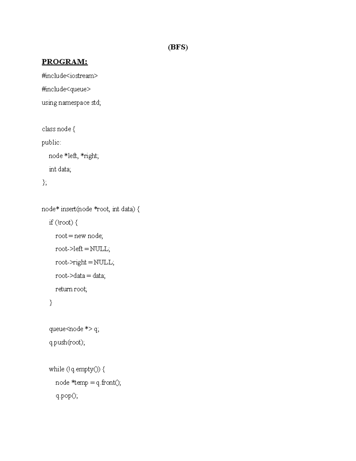 HPC P-1(a) - practical code of hpc - (BFS) PROGRAM: #include #include ...