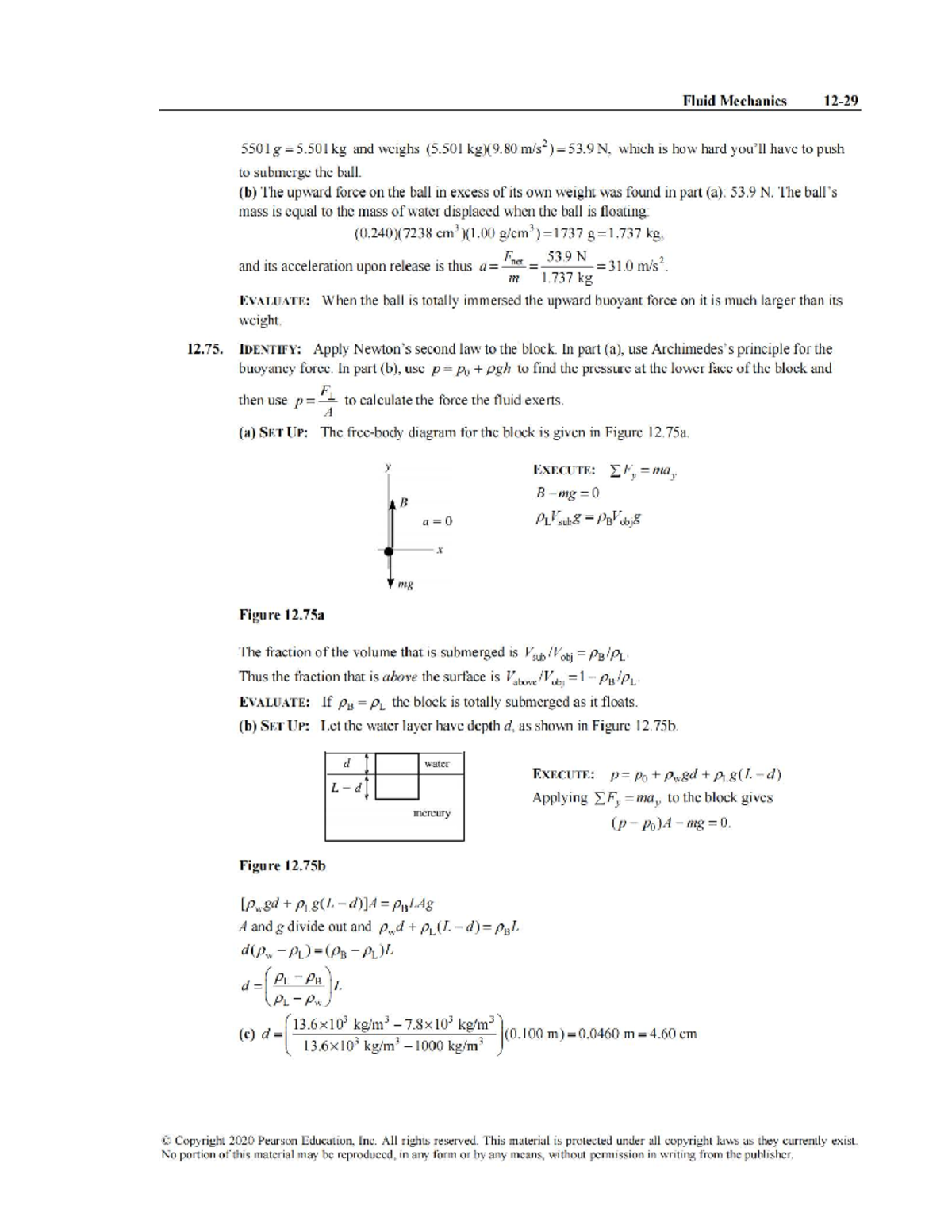 Fluid Mechanics 5501: Buoyancy and Forces Analysis - Studocu