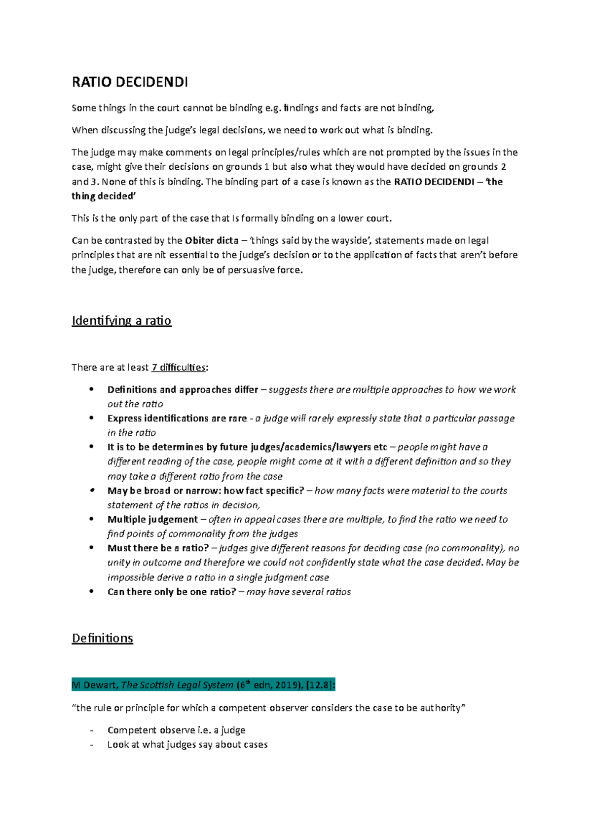 Ratio Decidendi - Notes from ILS which help understand legal terms for ...