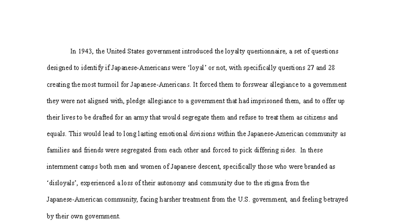 Draft History 102: The Impact of the Loyalty Questionnaire on Japanese ...