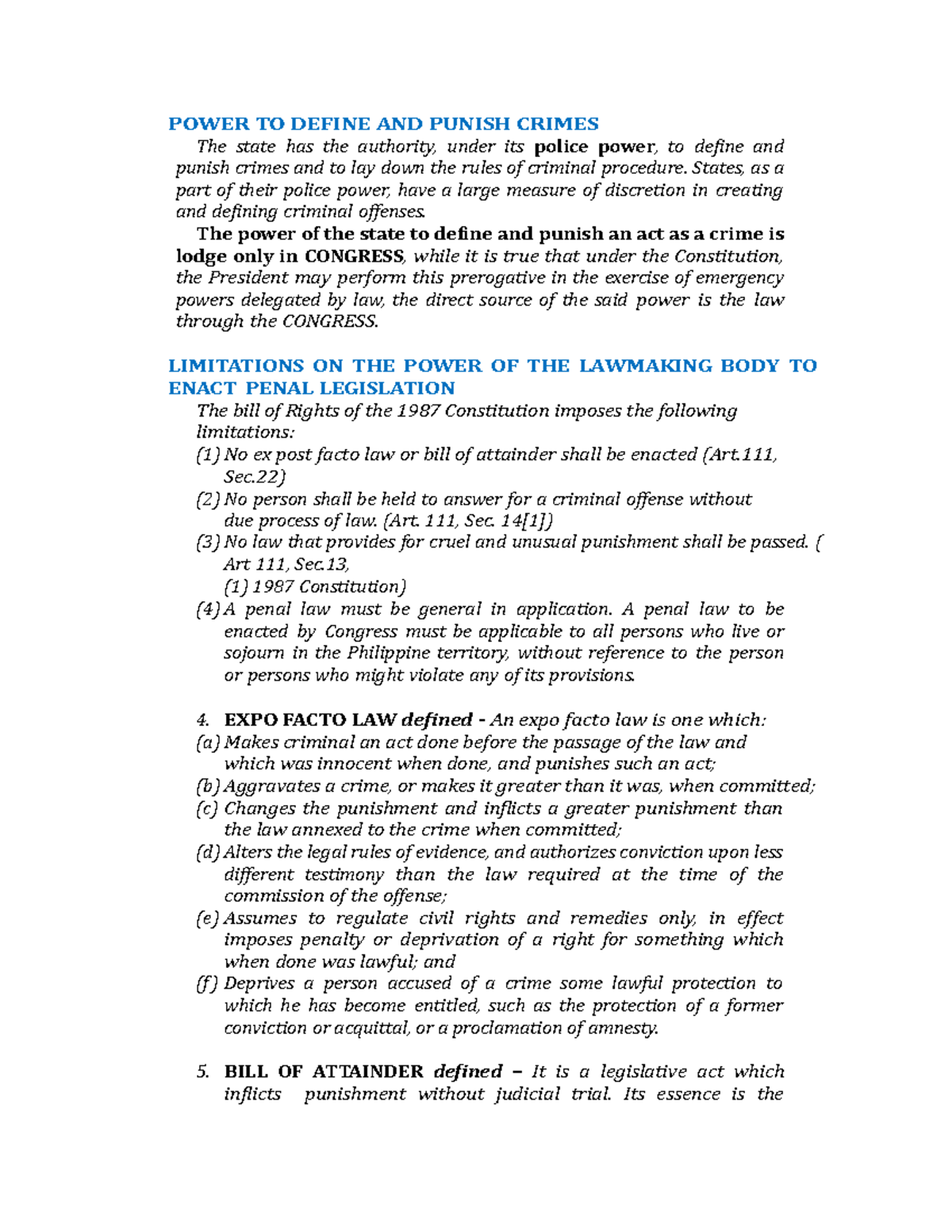 Power to Define and Punish Crimes: Legal Foundations and Limitations ...