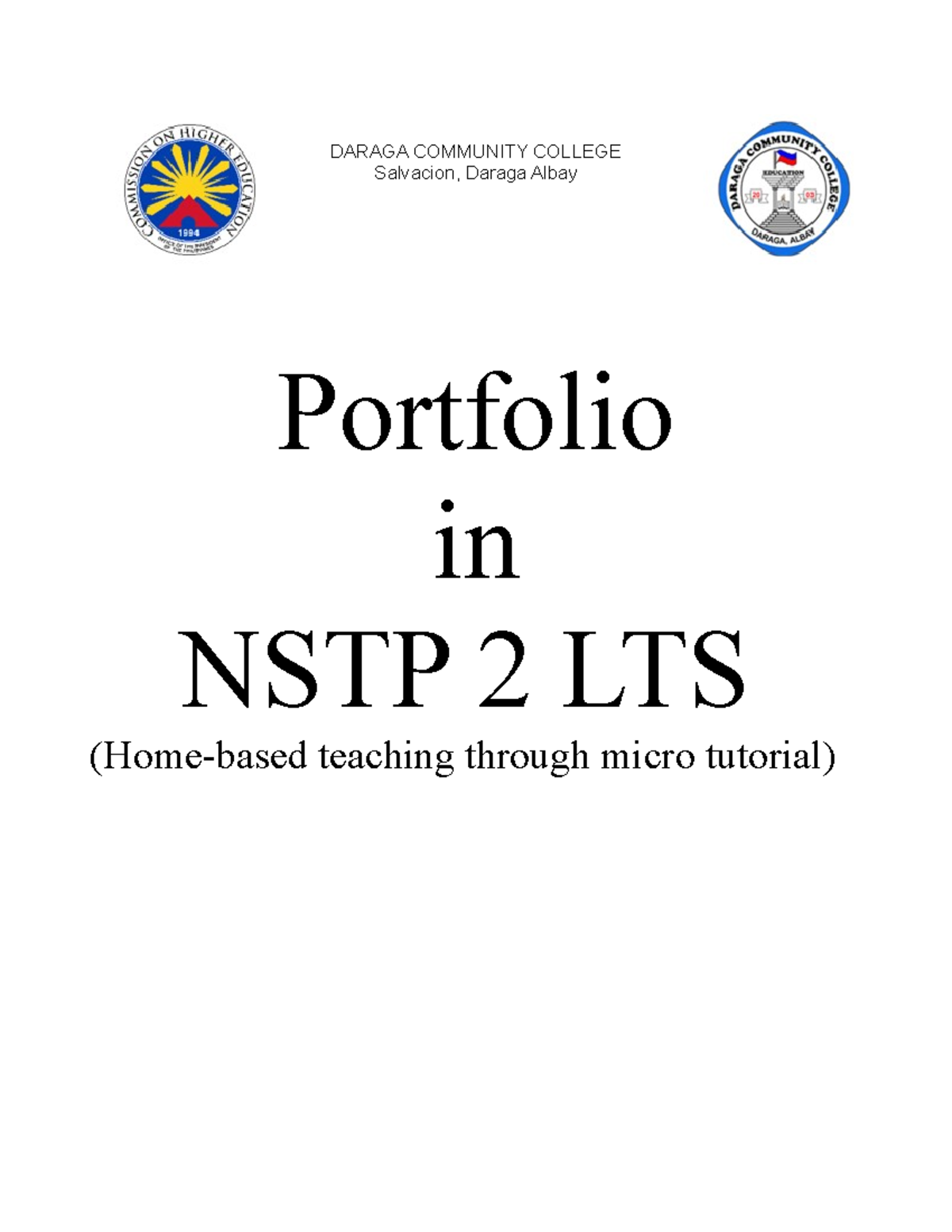 NSTP 2 LTS: Portfolio Sample in Home-based Literacy & Numeracy Tutoring ...