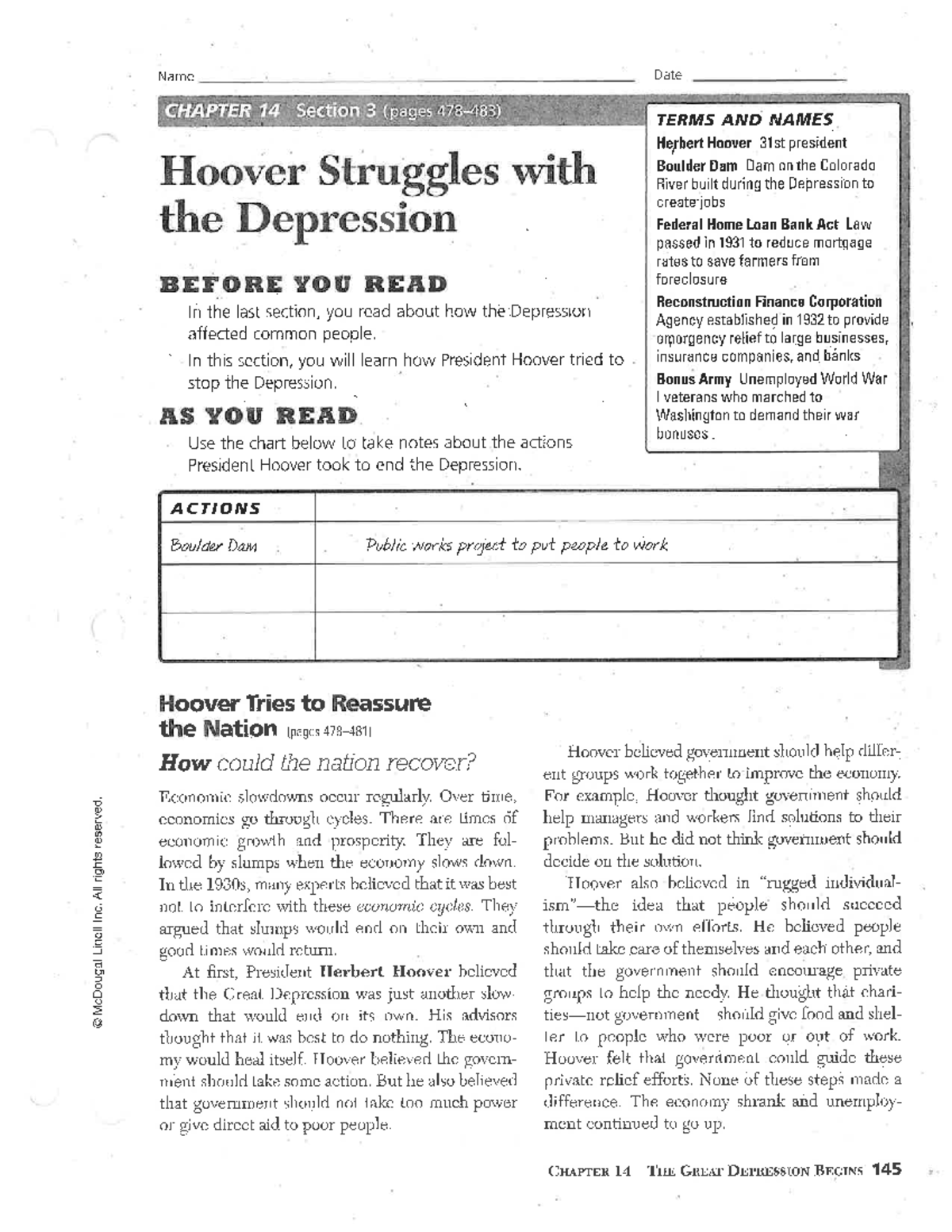 Chapter 14: Hoover's Response to the Great Depression GDR - Studocu