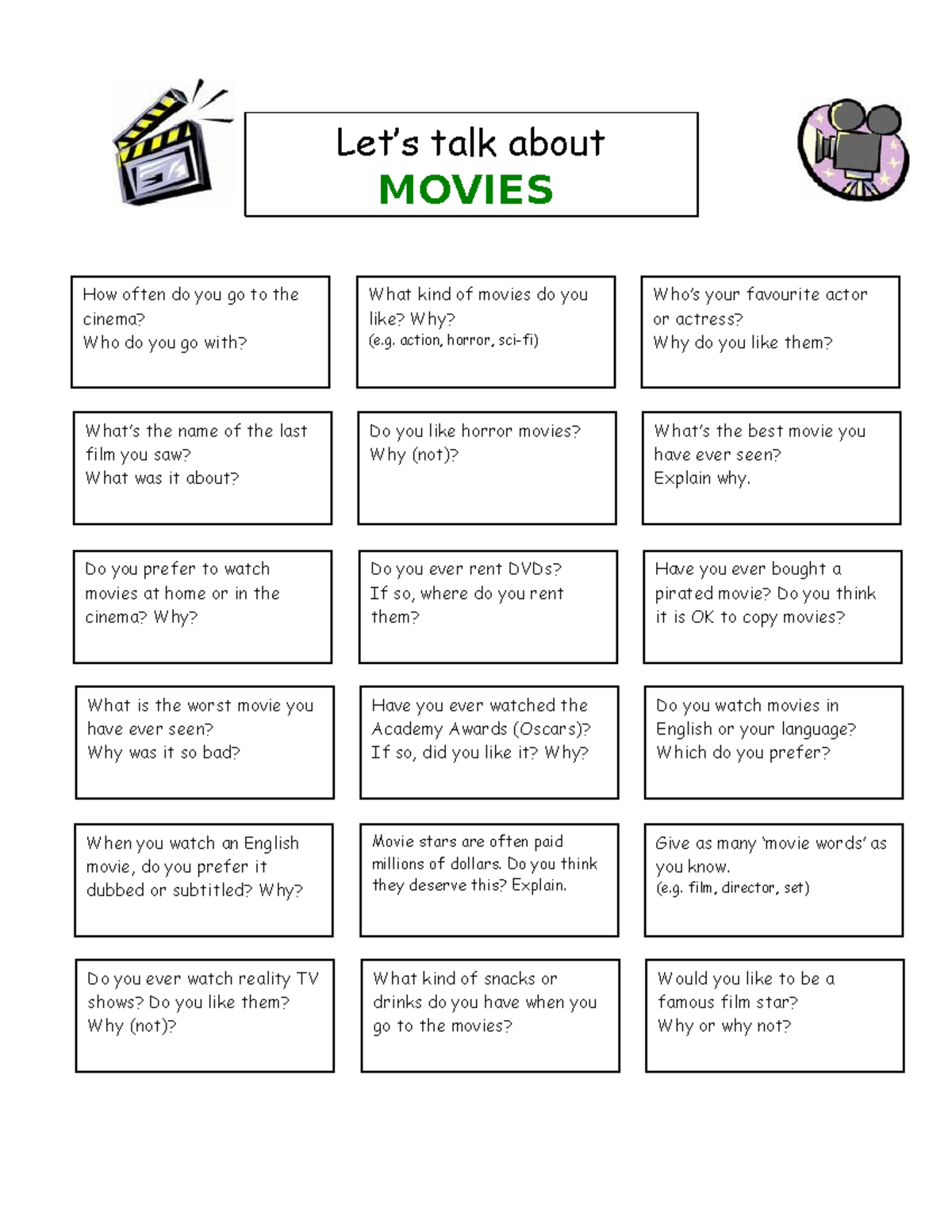 Com 1 - Lesson 10 - Movies - lets talk about movie - Let’s talk about ...