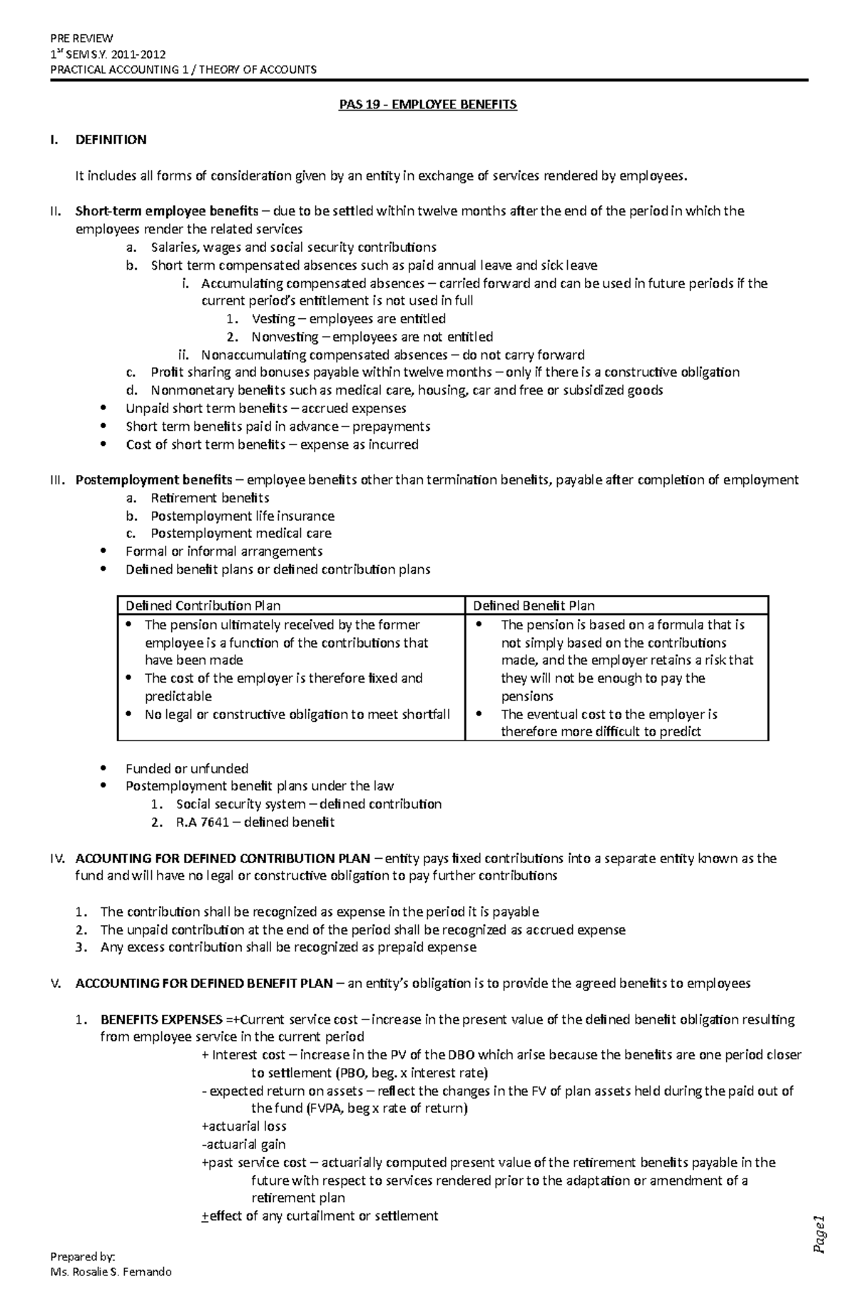 Employee Benefits Overview - Accounting 86179675 Lecture Notes - Studocu