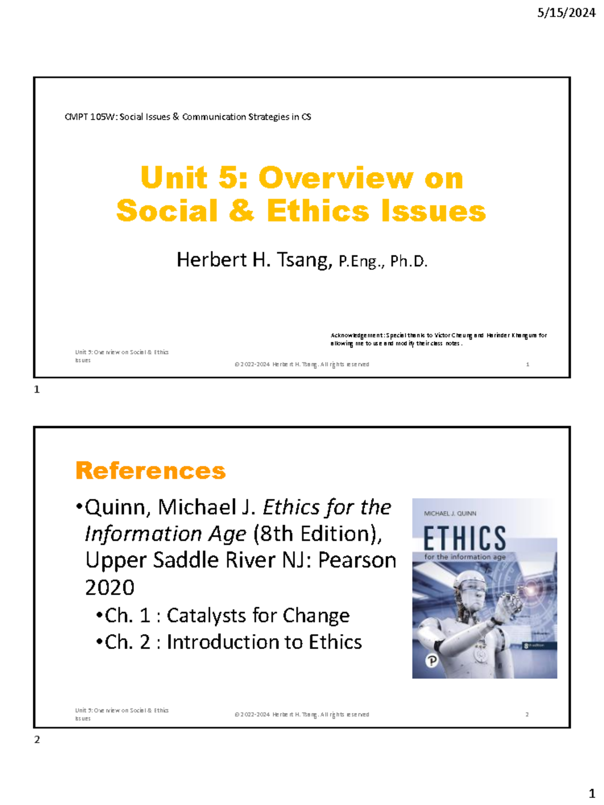 CMPT 105-05-Overview On Ethic Issues-student - Unit 5: Overview on ...