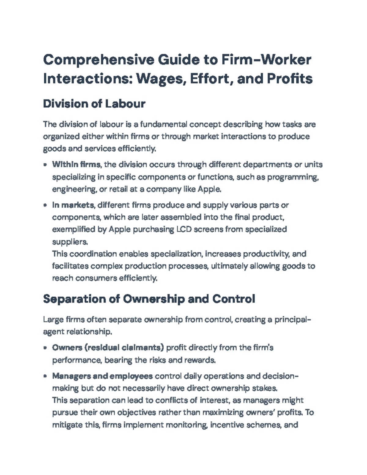 Comprehensive Overview of Labor Interactions: Wages, Effort, and ...