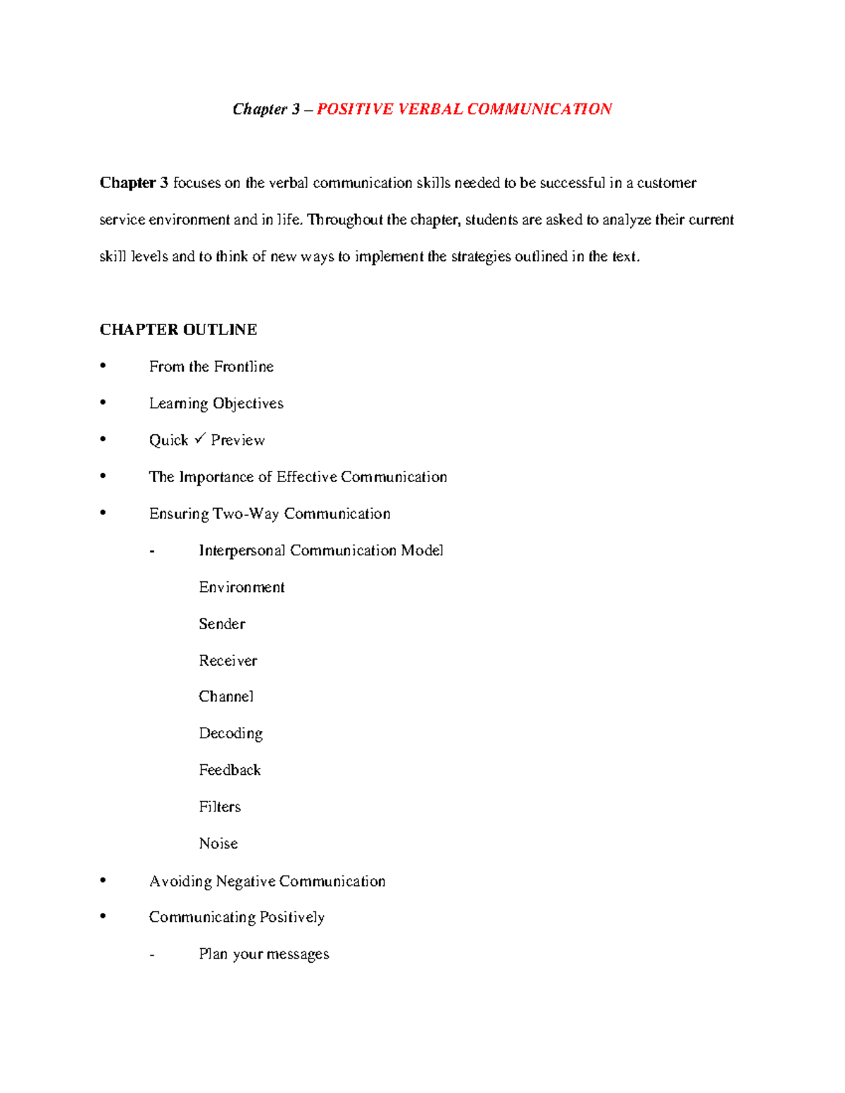 Ch03 Positive Verbal Communication - Chapter 3 – POSITIVE VERBAL ...