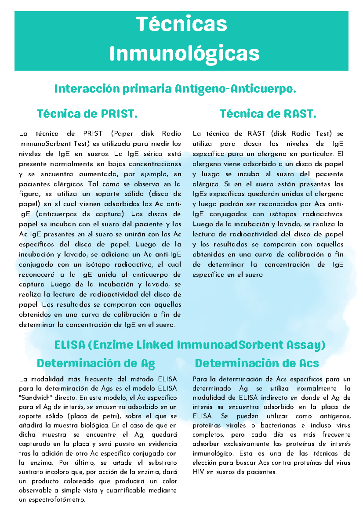 Técnicas Inmunológicas Avanzadas para Medición de IgE y Antígenos - Studocu