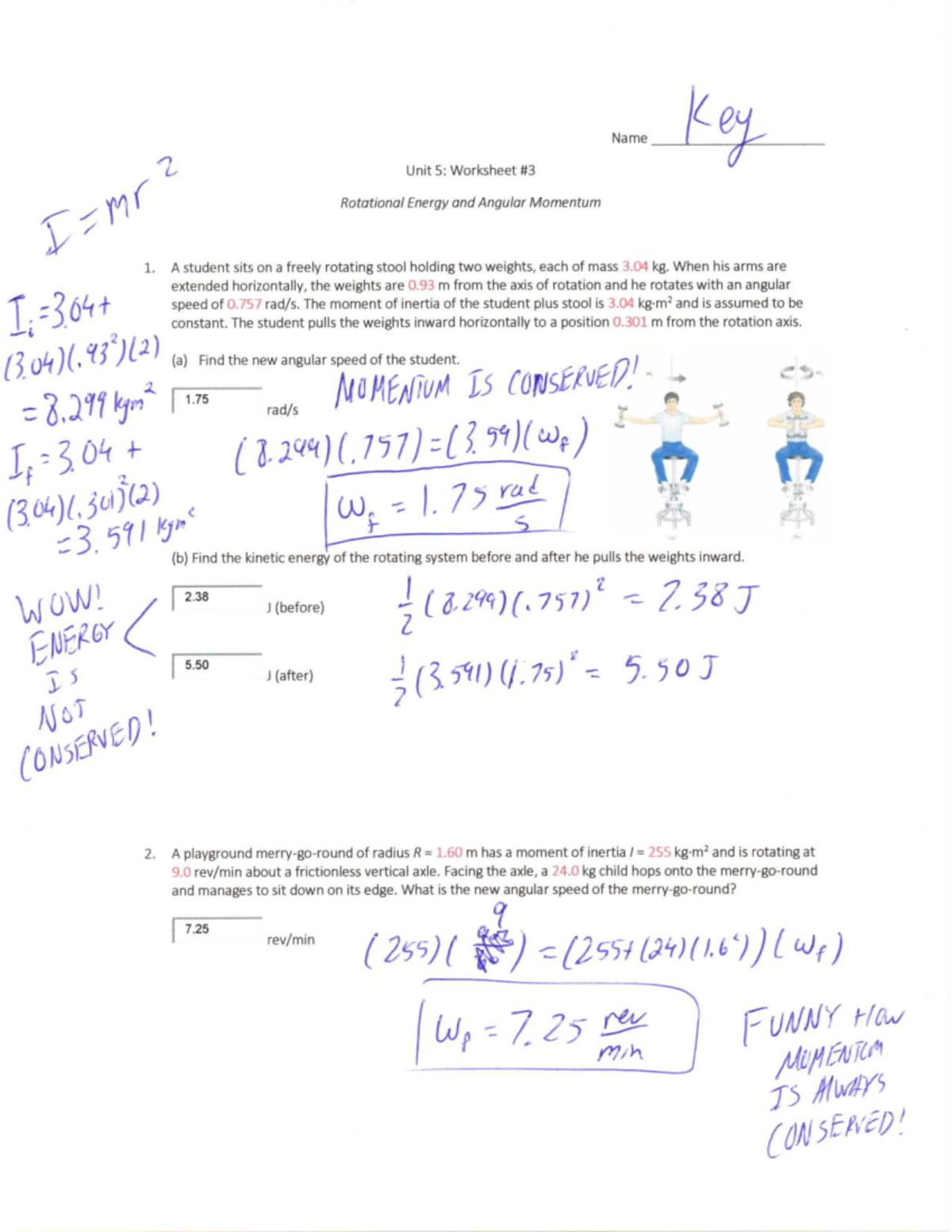 Rotation Worksheet 3021: Angular Momentum & Energy Analysis - Studocu