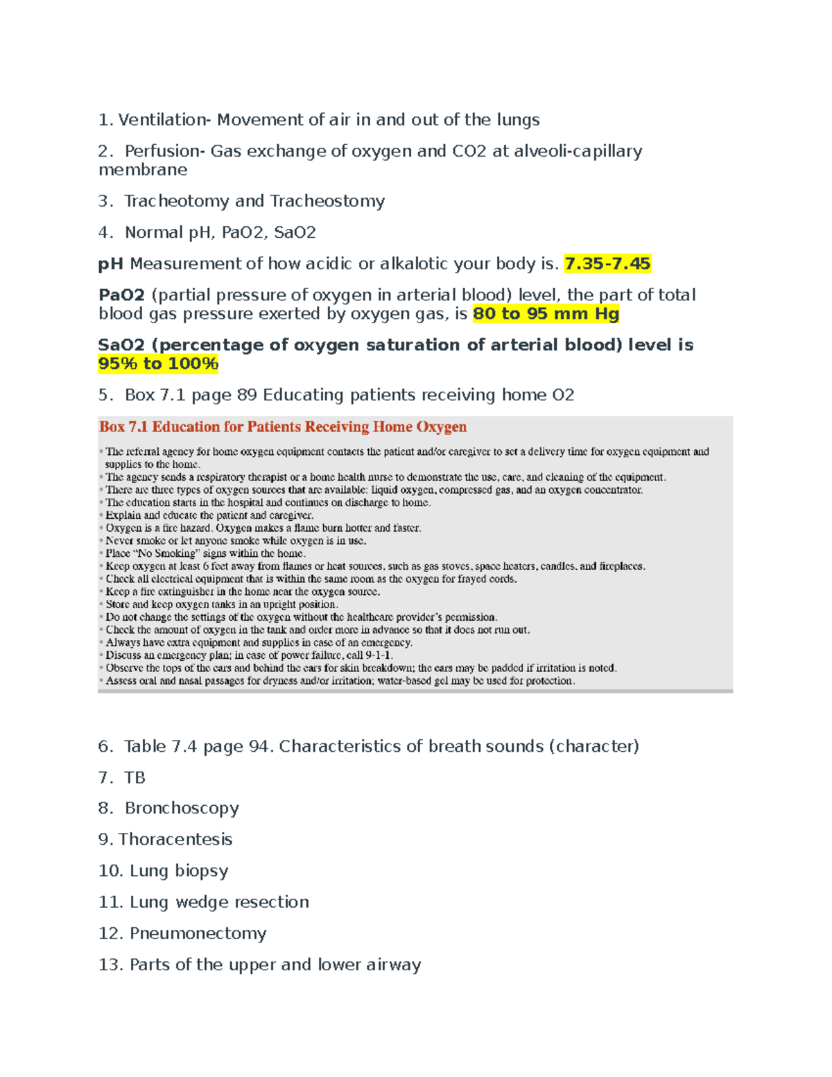 Med surg exam 3 - Study Guide - Ventilation- Movement of air in and out ...