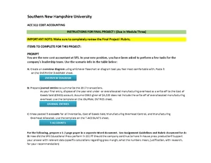 ACC 311 Final Project II Student Workbook - Southern New Hampshire ...