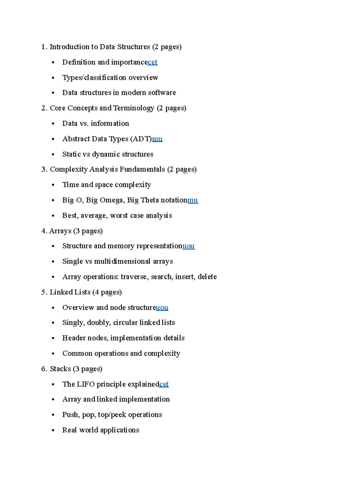 Data Structures Overview and Core Concepts (CS101) - Studocu