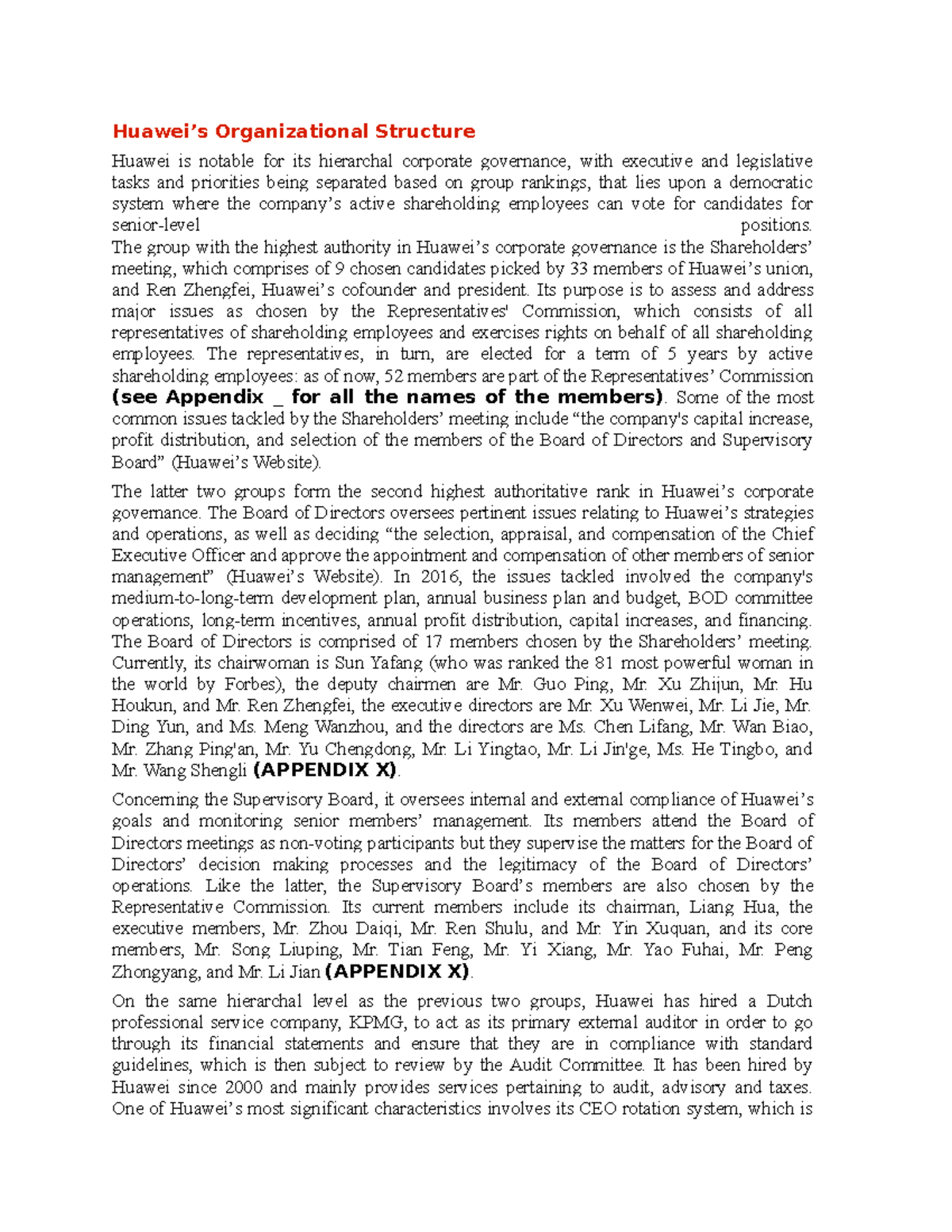 Huawei’s Organizational Structure - Final Report - Huawei’s ...