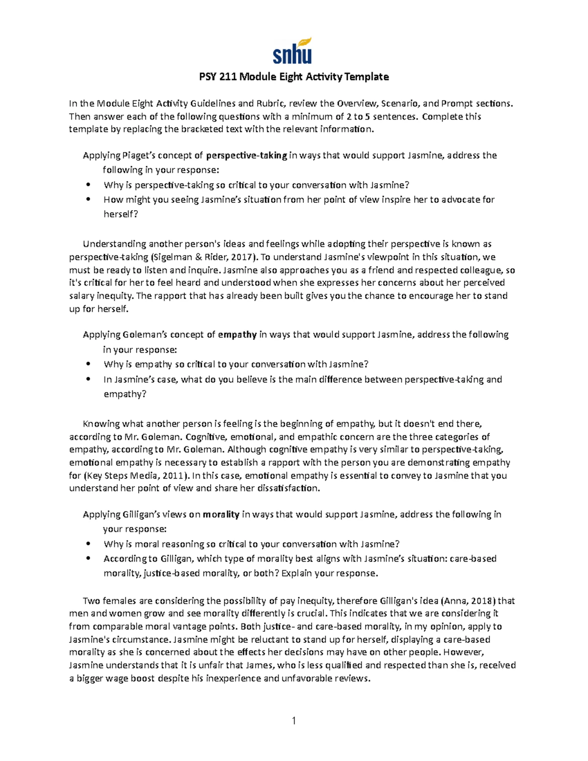 PSY 211 Project One Template module 6 - PSY 211 Project One Template Use this template to ...