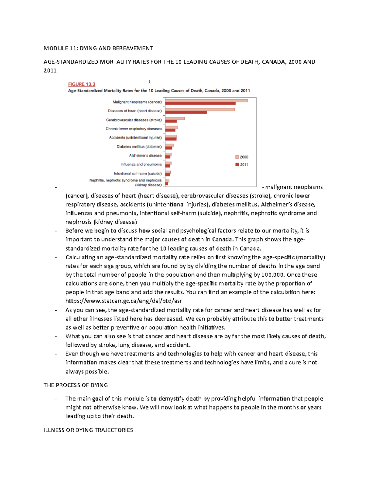 Module 11 - Lecture Notes - MODULE 11: DYING AND BEREAVEMENT AGE ...