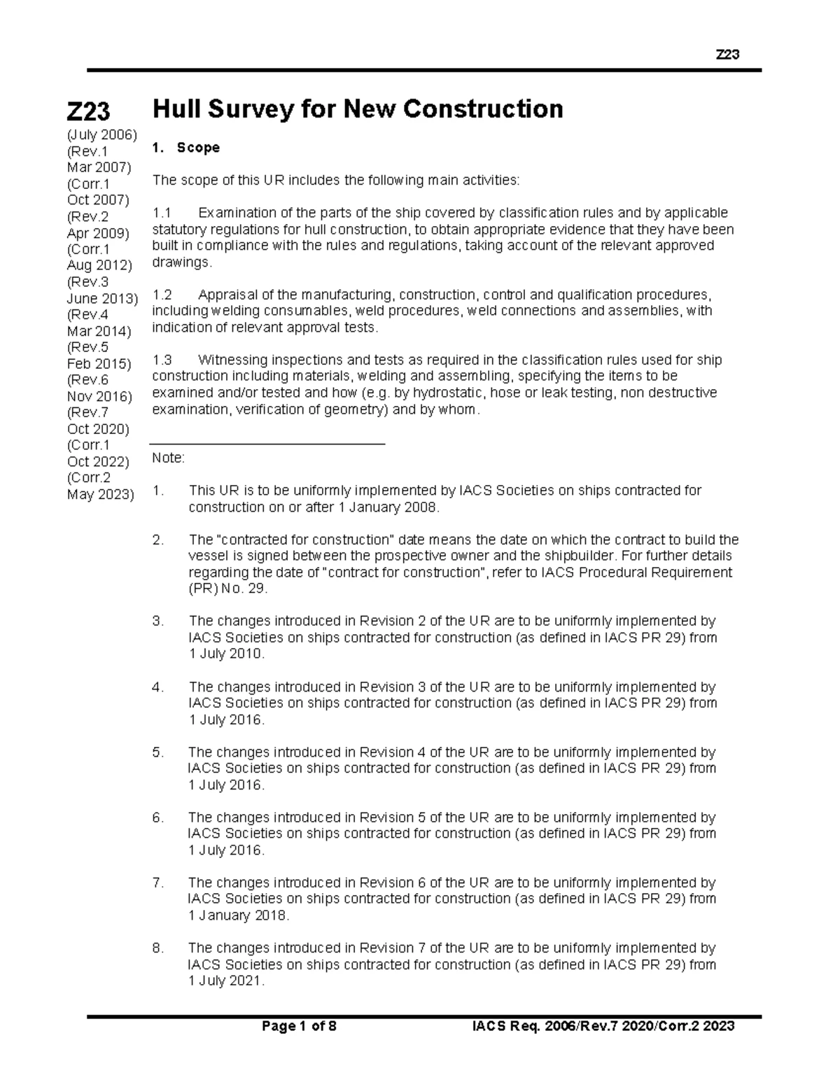 IACS Rec. 2021 No.47: Shipbuilding & Repair Quality Standards (Rev.10) - Studocu