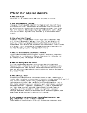 PAK 301 Final TERM Solved MCQs BY ALI - PAK301 FINAL TERM SOLVED MCQs BY ALI (VISIT VURANK FOR ...