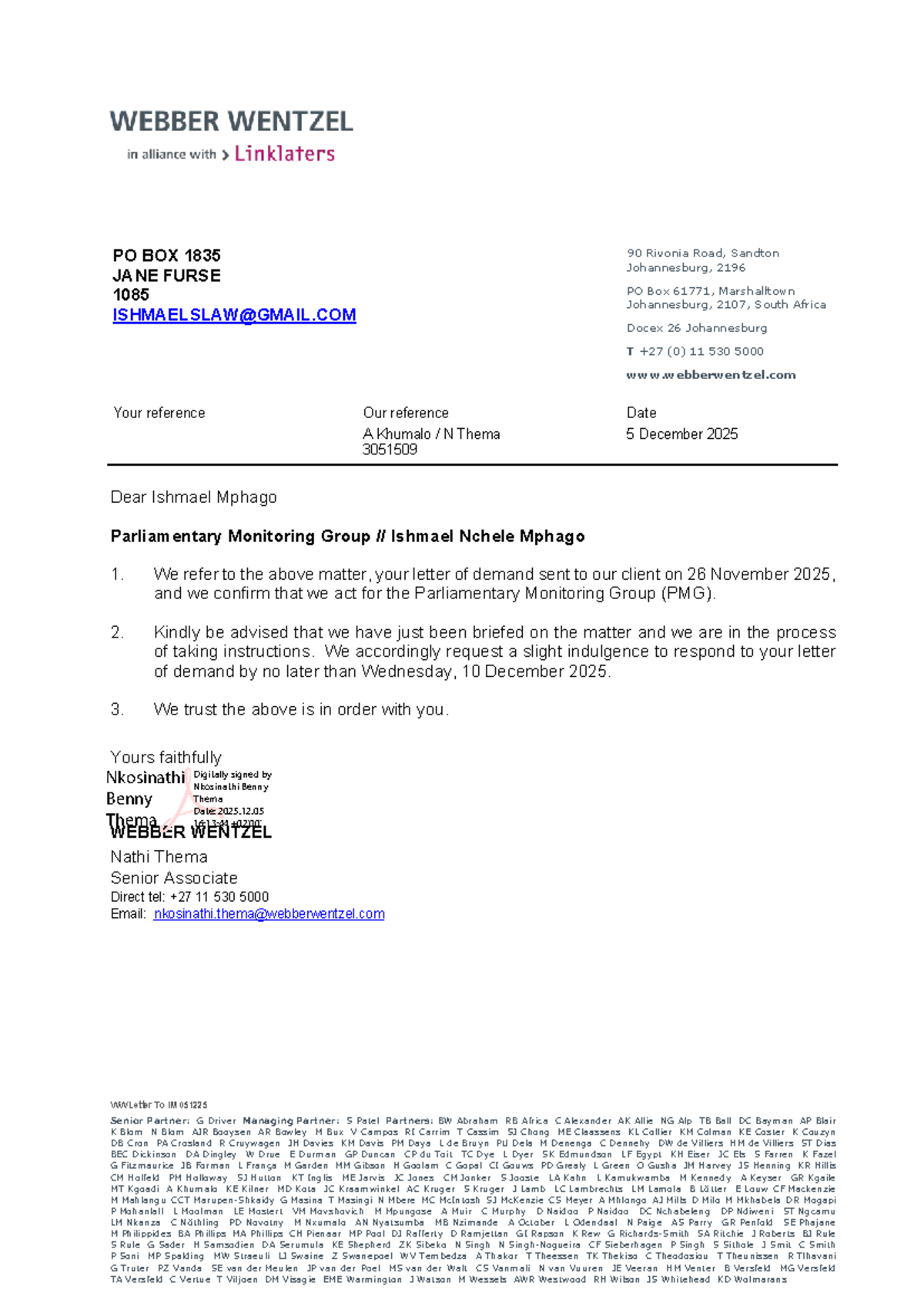 Letter of Demand Response - PMG Case 3051509 - Studocu