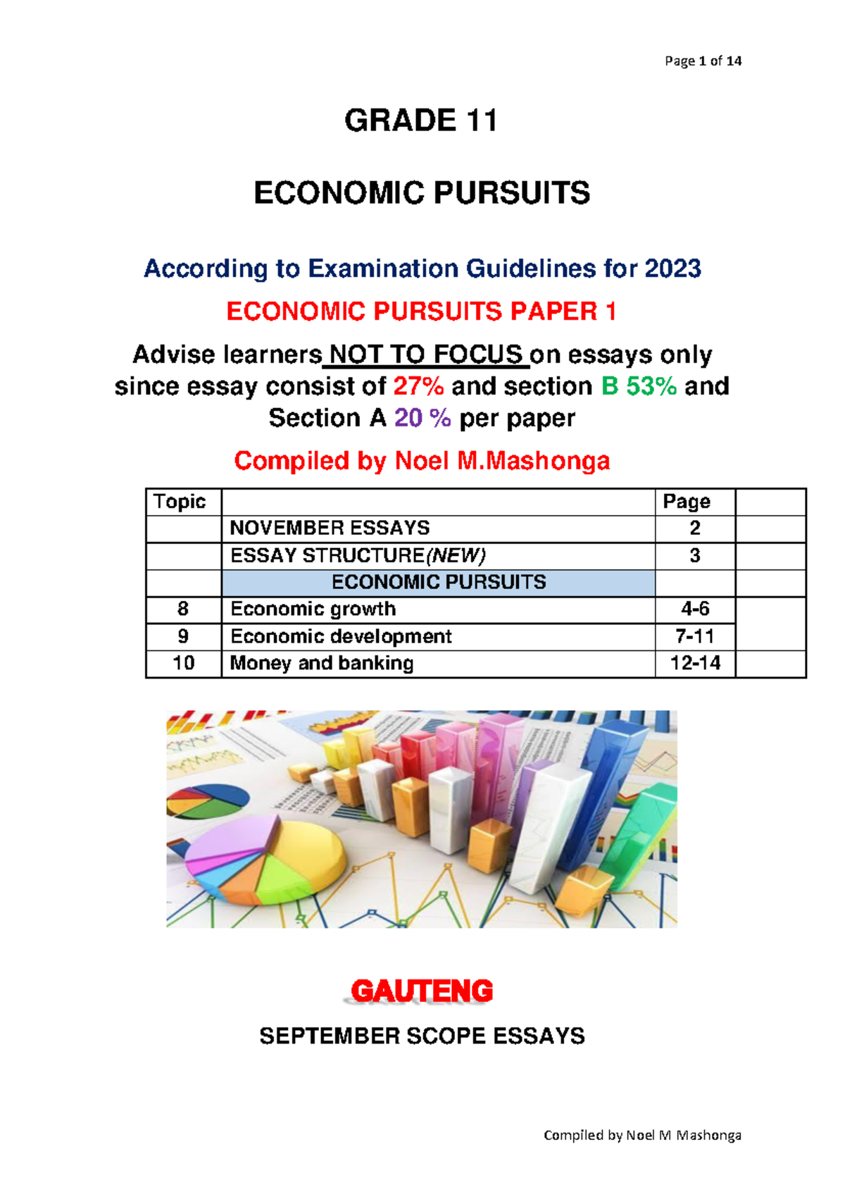 Economic Pursuits Gr 11: Comprehensive Essay Guide 2023 - Studocu