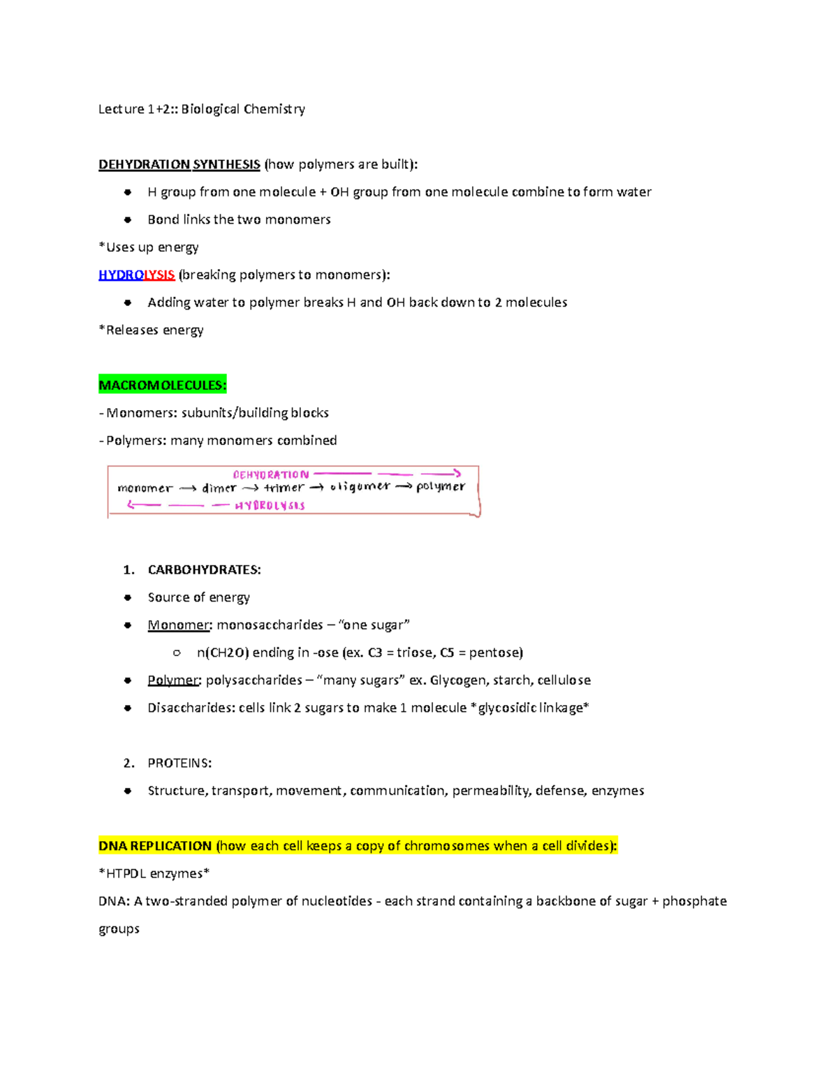 Bio Midterm 1 - Biological Chemistry Notes for Exam Preparation - Studocu