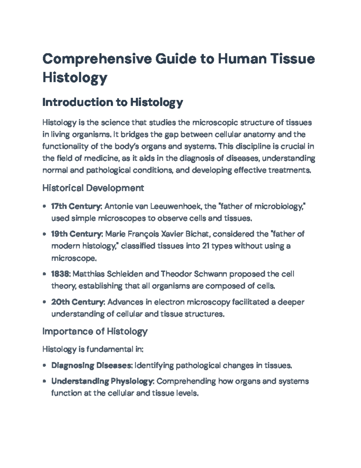 Histology Overview: Human Tissue Structure and Function Analysis ...