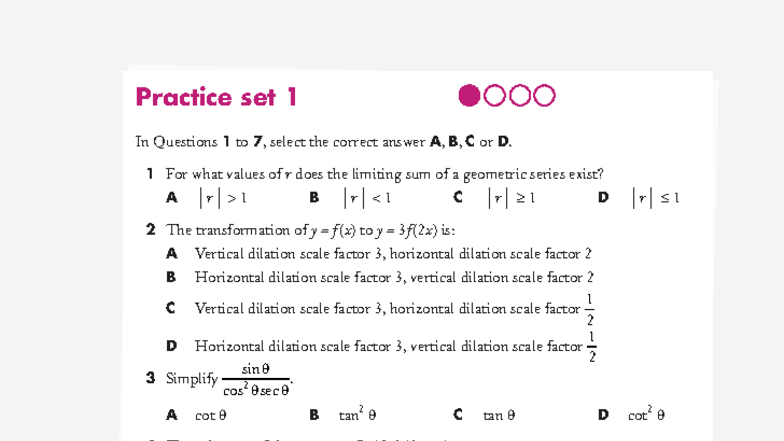 Practice Set 1 - Geometric Series & Transformations in MATHS 12 - Studocu