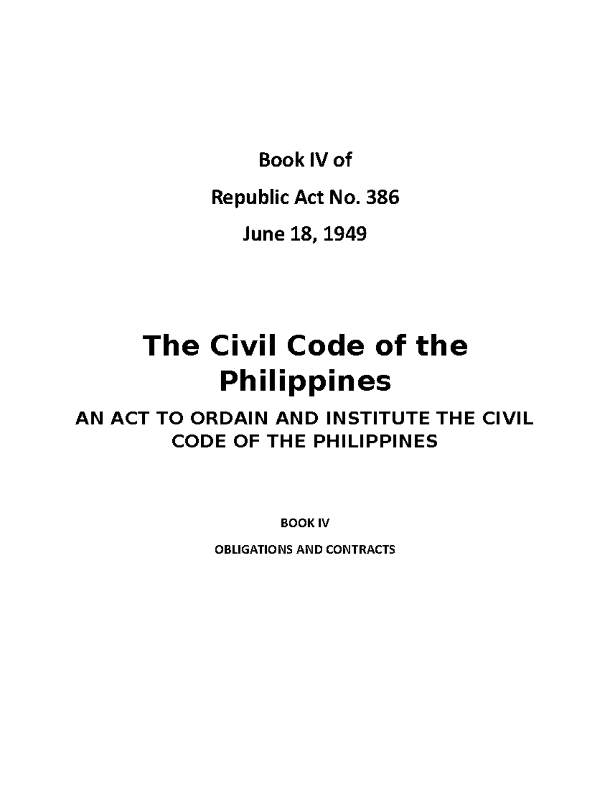 Civil Code of the Philippines: Articles 1156-1422 Explained - Studocu
