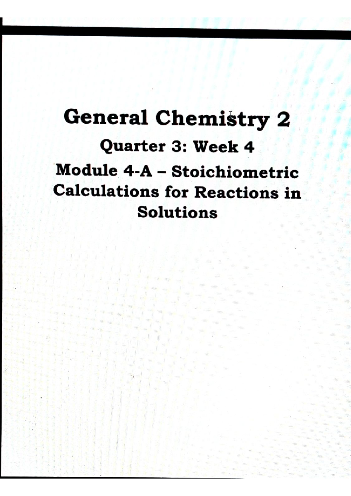 GEN CHEM 2 Stoichiometric Calculations - General Chemistry 2 Quarter 3 ...