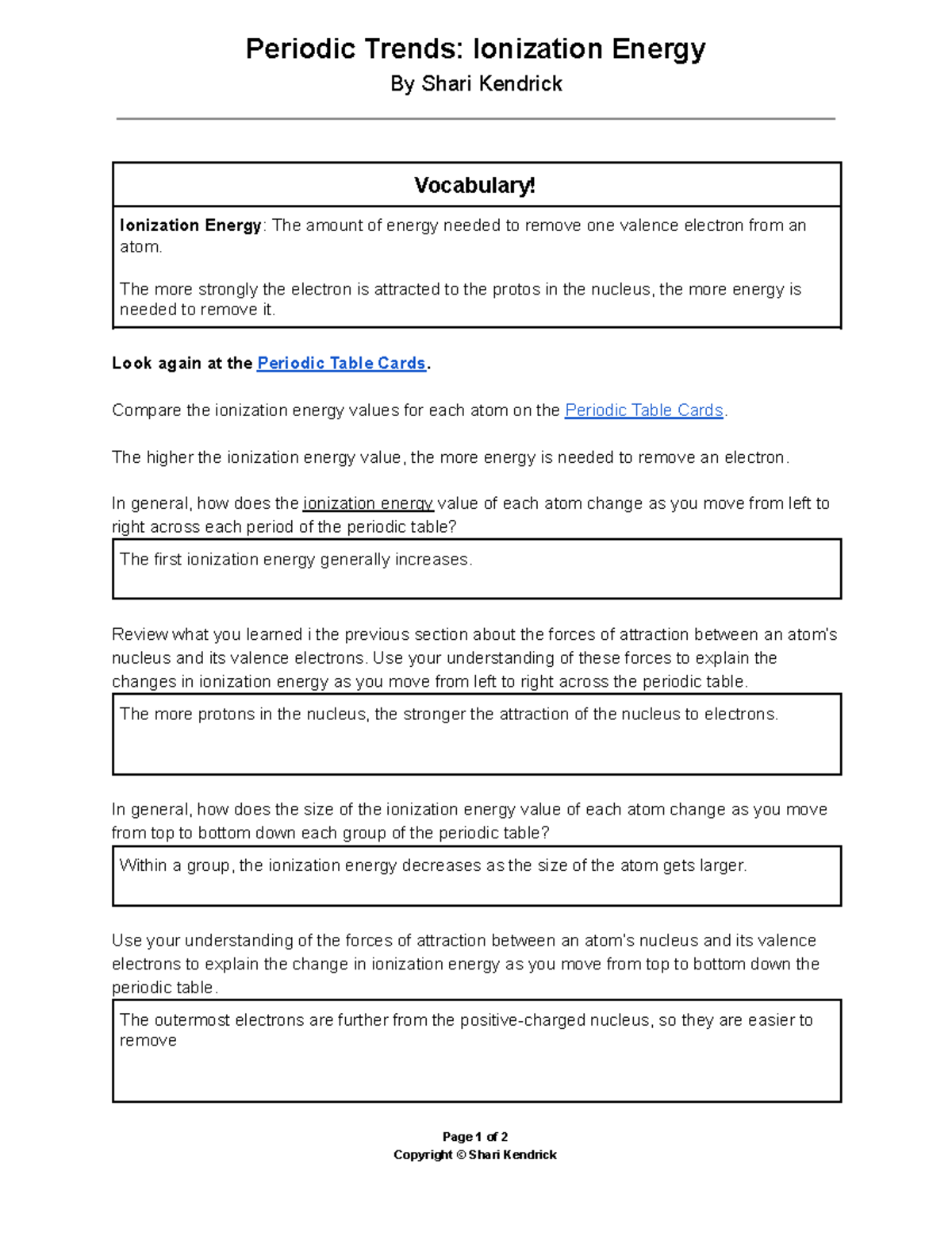 Copy of Periodic Trends Ionization Energy - Periodic Trends: Ionization ...