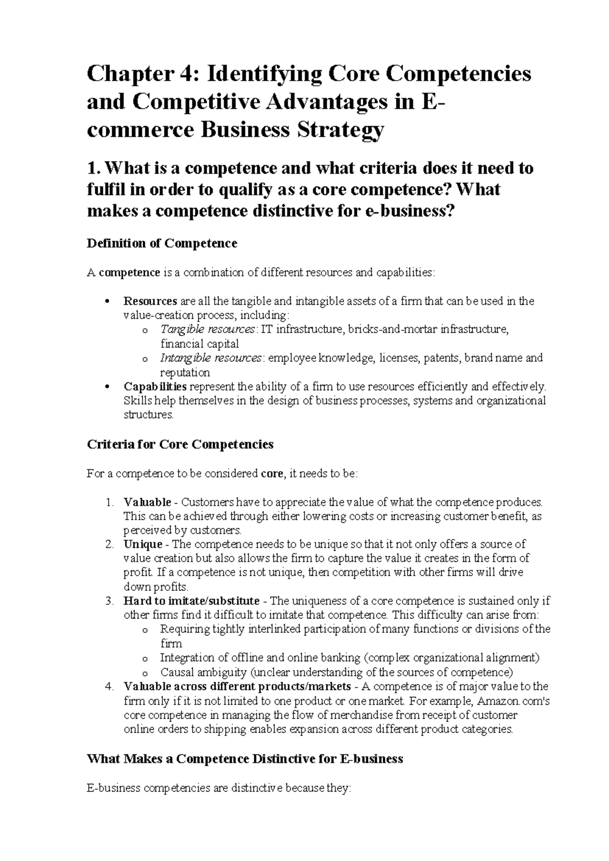 Chapter 4: Core Competencies & Competitive Advantages in E-commerce ...