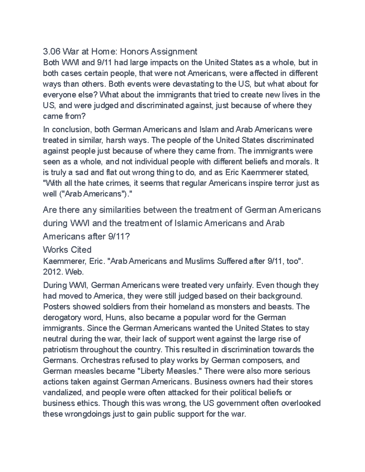 3.06 War at Home: Discrimination of German & Arab Americans - Studocu