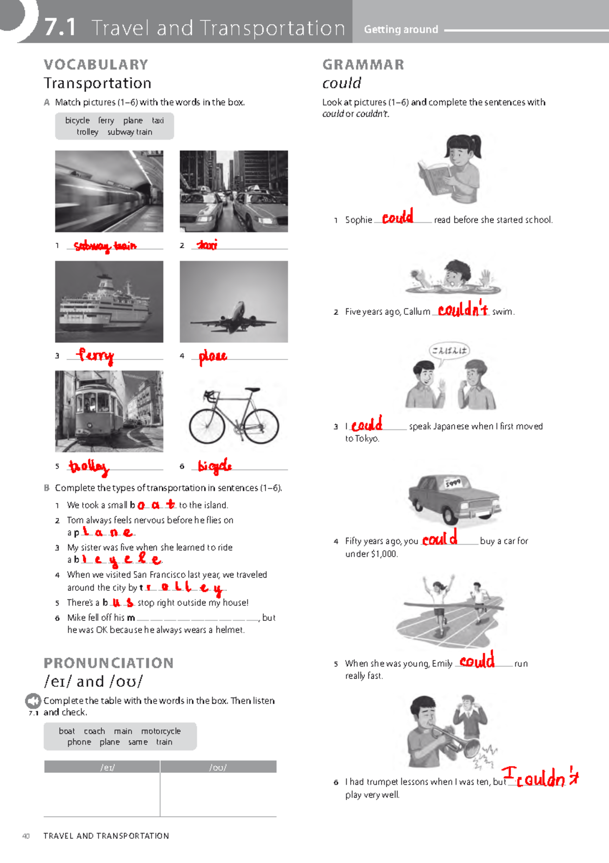 7.1 Travel and Transportation Worksheet: Vocabulary & Grammar Exercises ...