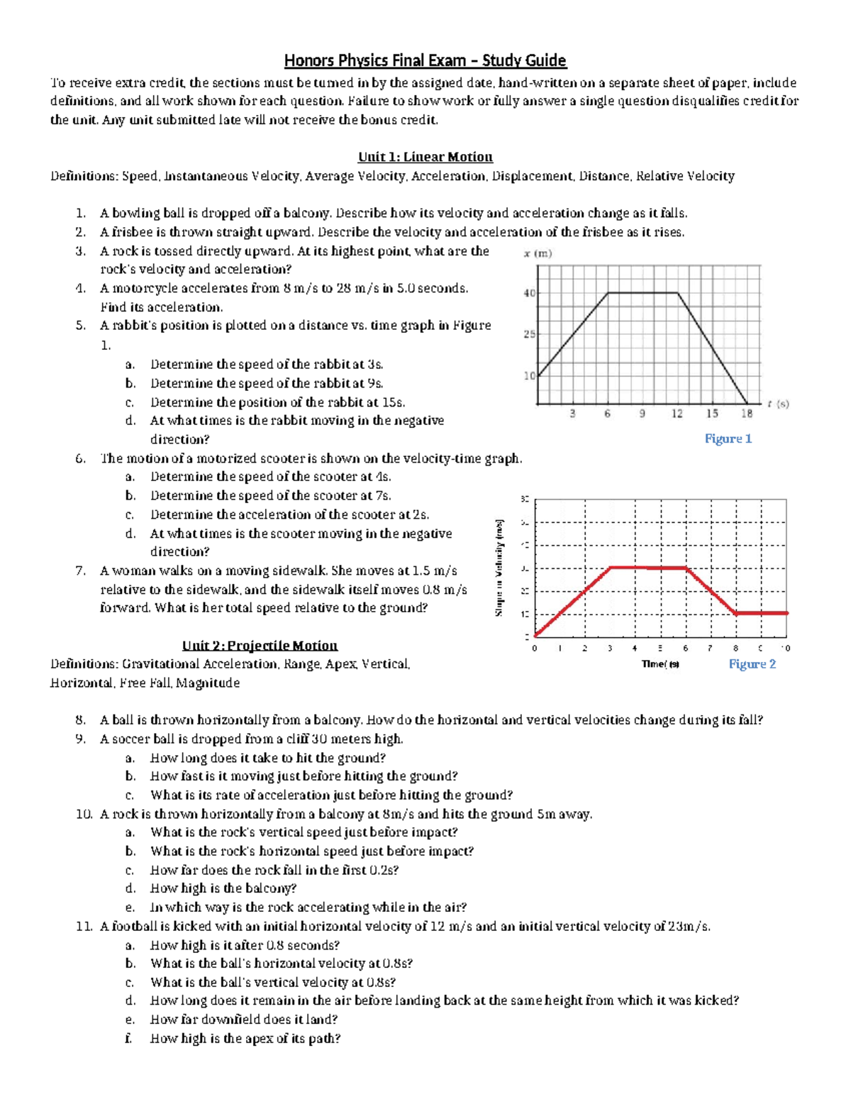 Honors Physics Final Exam Study Guide - Units 1-6 Overview - Studocu