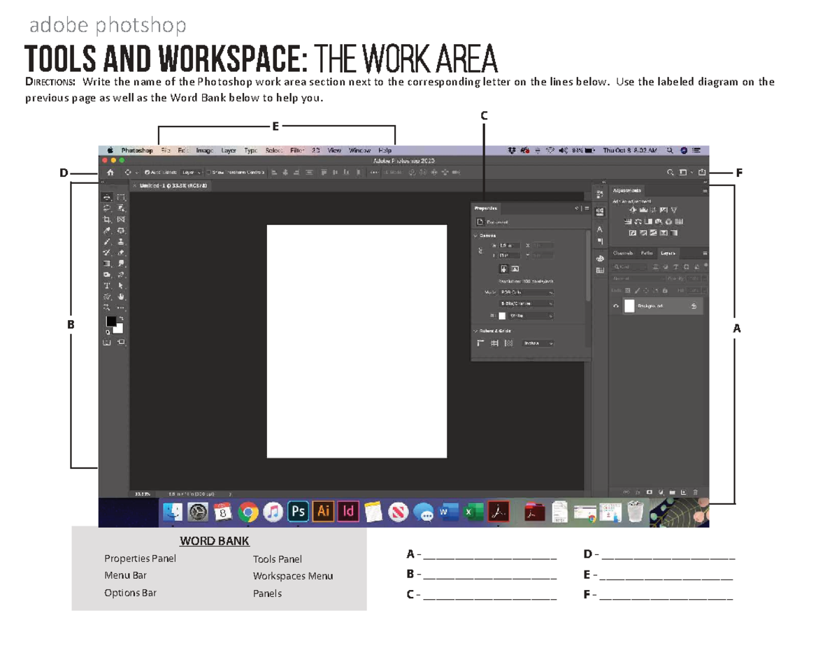 Adobe Photoshop Tools & Workspace: Labeling Sections & Tools Guide ...