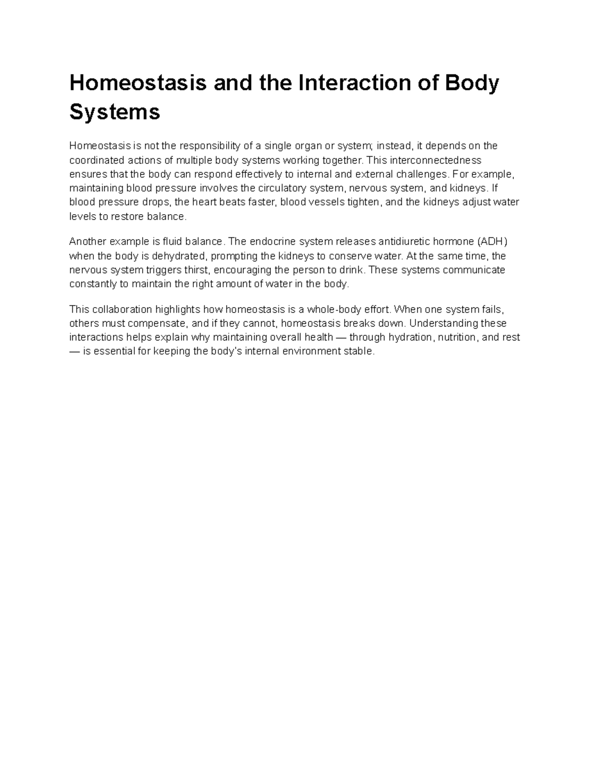 Homeostasis And Body Systems Interaction Studocu 3 Studocu