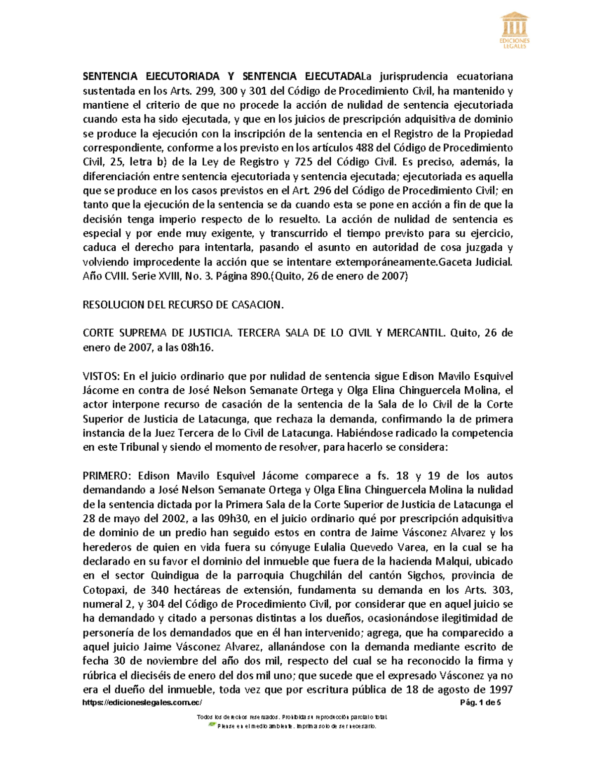 Análisis de la Sentencia Ejecutoriada y Ejecutada 202407041051254363 ...