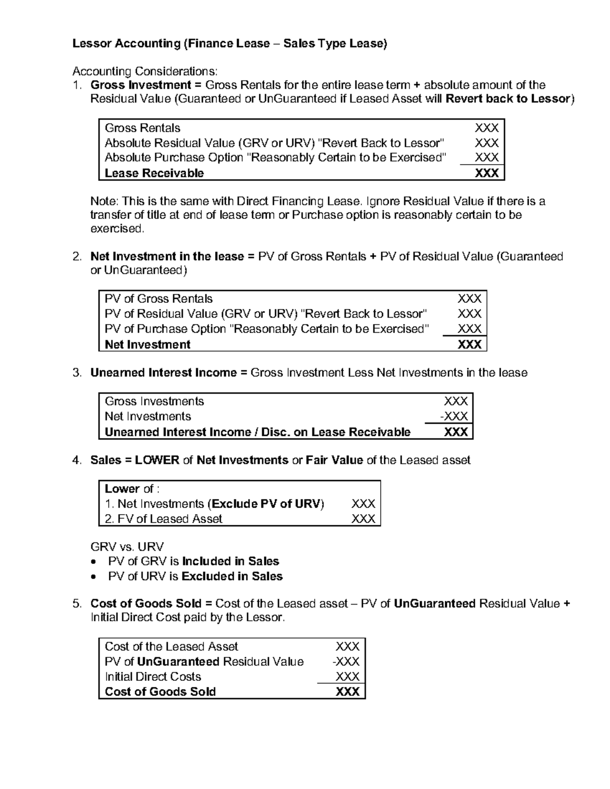 PFRS 16 Lessor Accounting: Sales Type Lease Considerations - Studocu