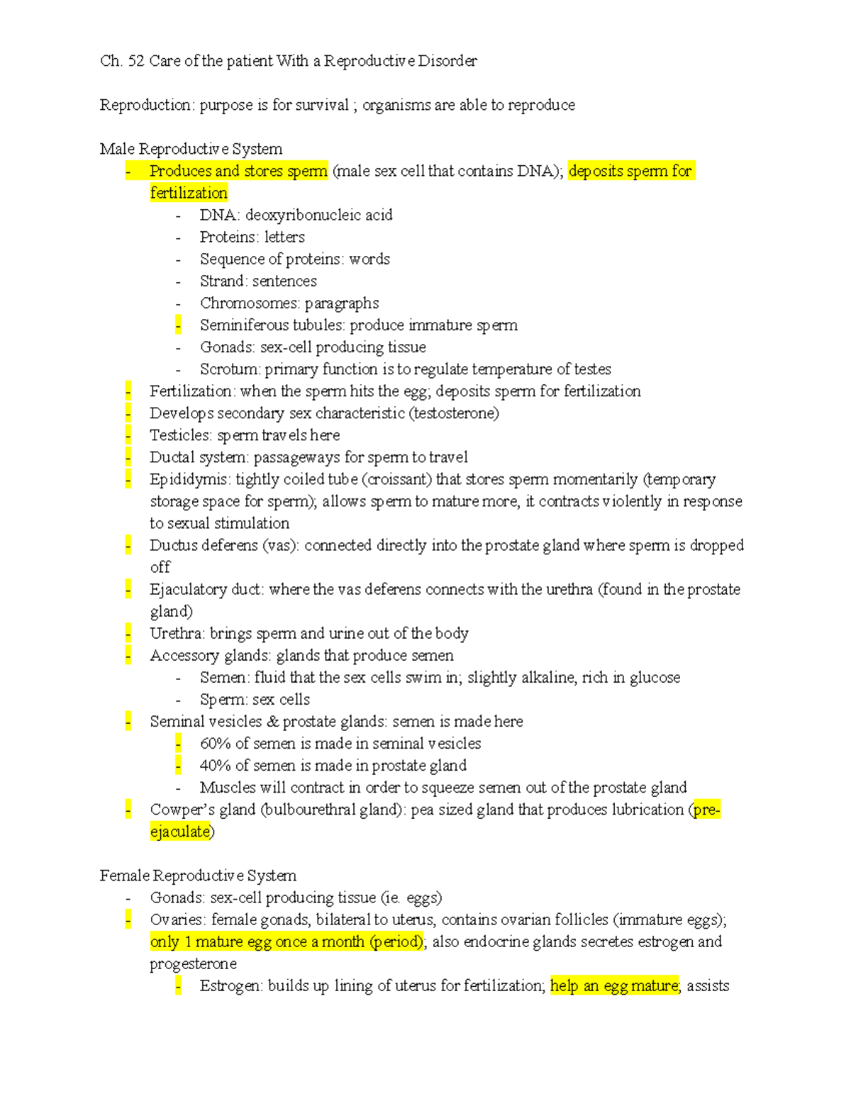 Reproductive Lecture - Ch. 52 Care of the patient With a Reproductive ...
