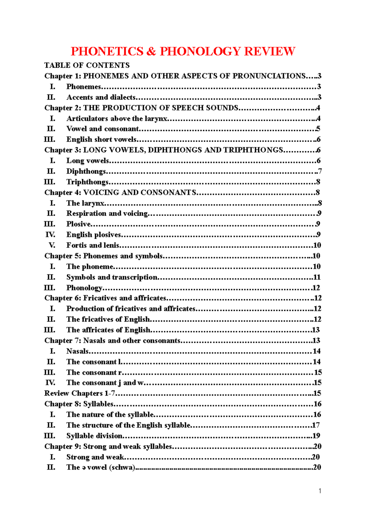 PHONETICS PHONOLOGY REVIEW: CHAPTERS 1-9 OVERVIEW & KEY CONCEPTS - Studocu