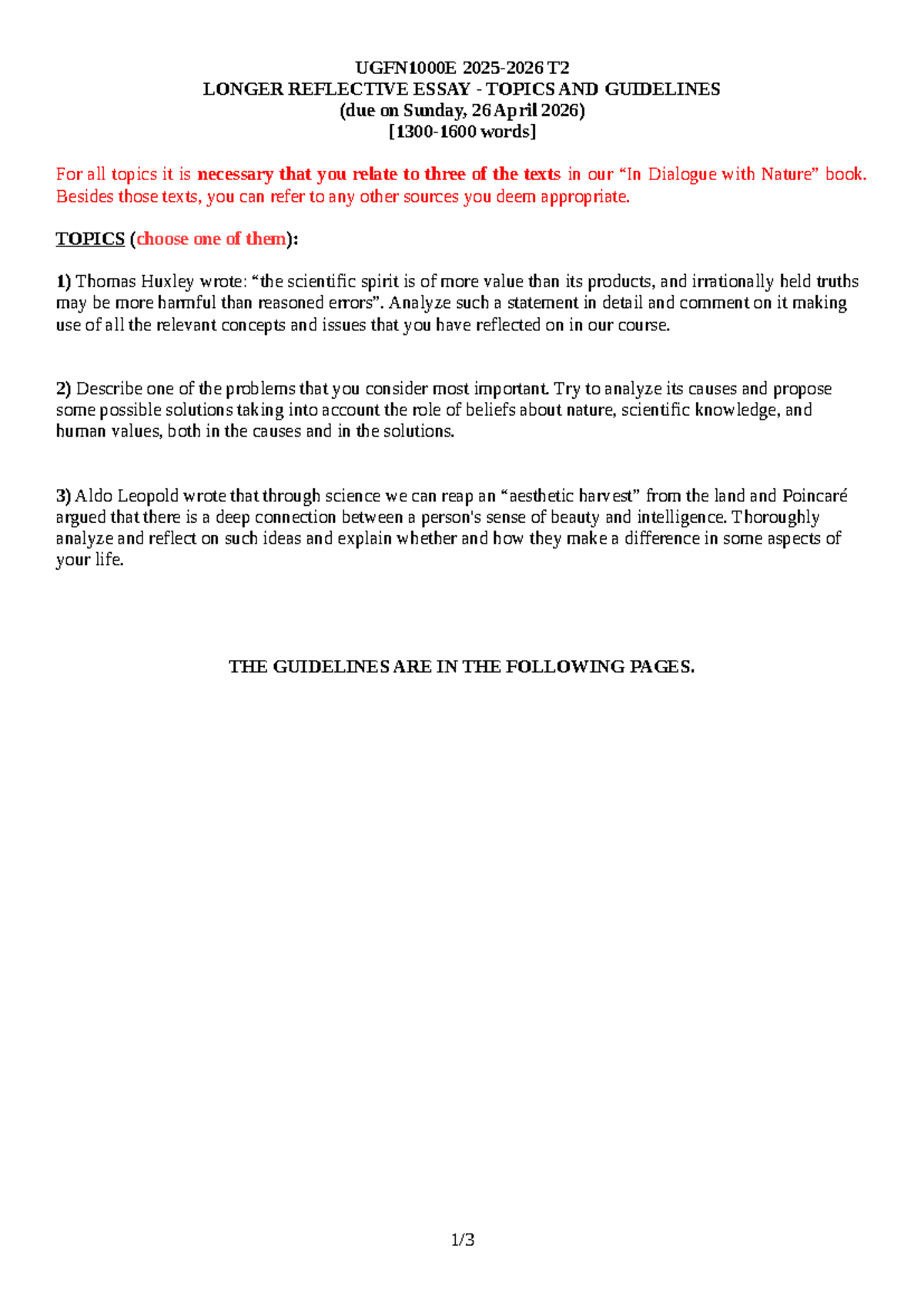 T2 Reflective Essay Topics & Guidelines for 2025-2026 - Studocu