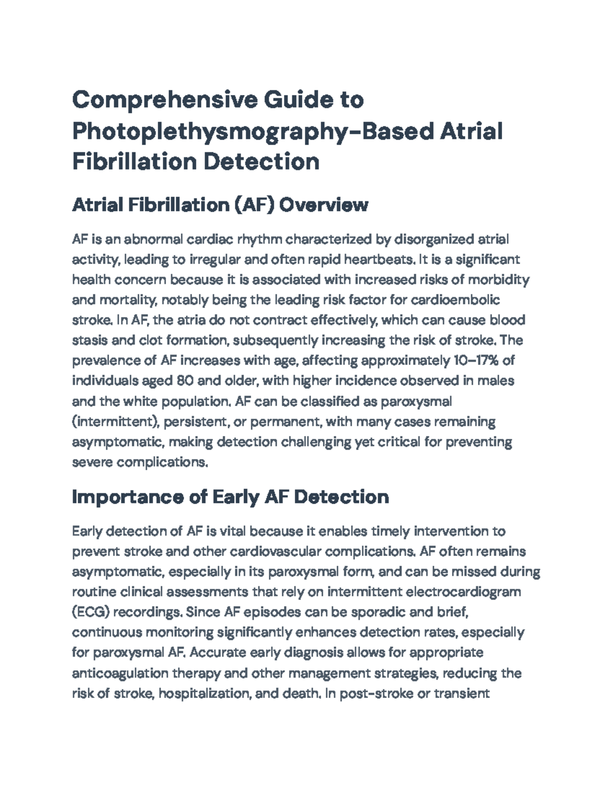 Comprehensive Guide to PPG for Atrial Fibrillation Detection (AF) - Studocu
