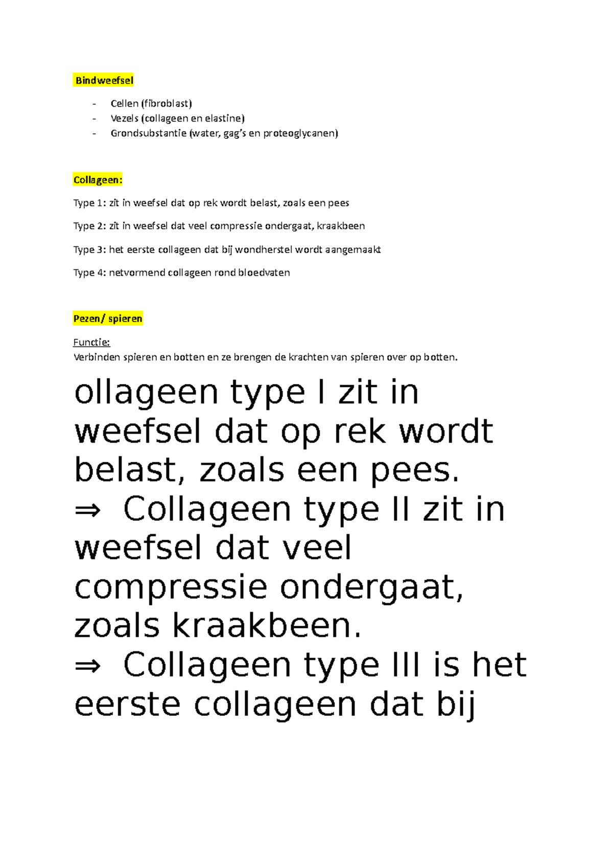 Bindweefsel en Kraakbeen: Functies en Types van Collageen - Studeersnel